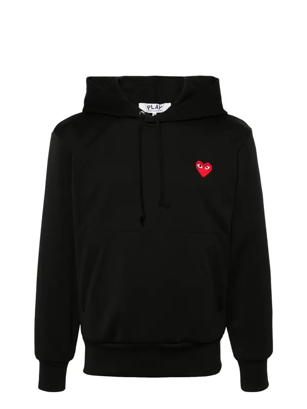 Play Comme Des Garcon Heart-print Pullover Hoodie - Black