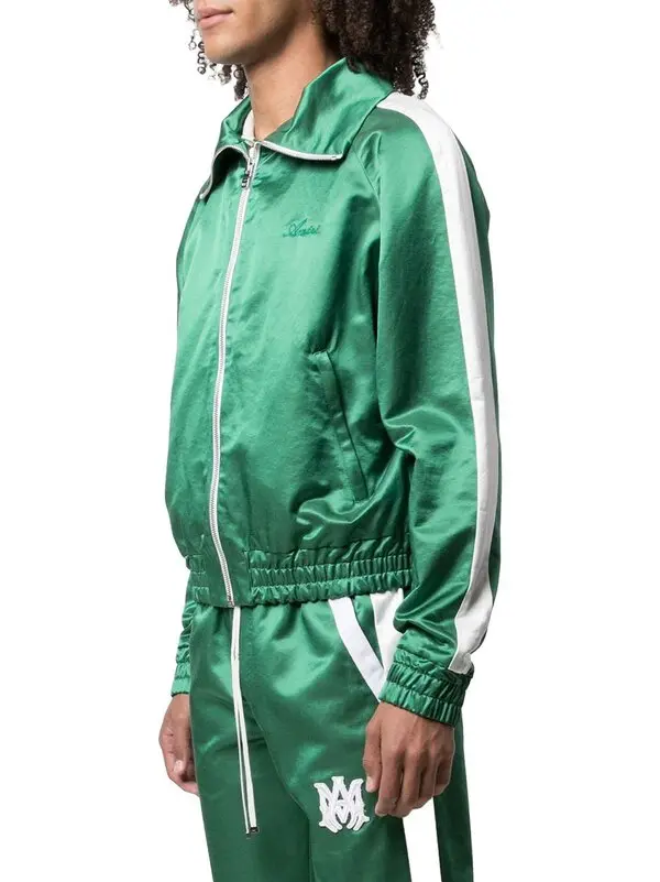 Amiri Satin Zipped Track Jacket - Green