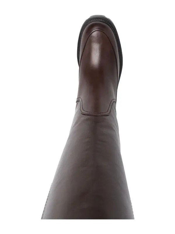 TOD'S Engraved Logo Knee-length Boots - Brown