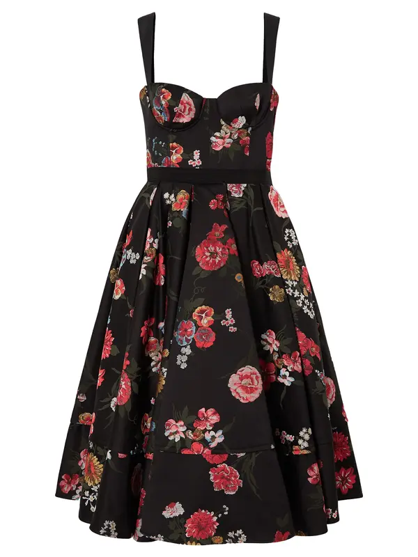 Brock Collection Tessa Floral-jacquard Midi Dress - Black