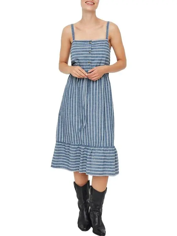 Vero Moda Striped Chambray Sundress - Medium Blue Denim