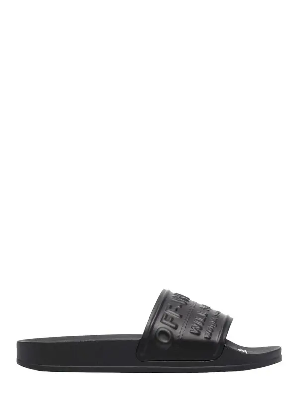 Off-White Embossed Logo Pool Slides - Black