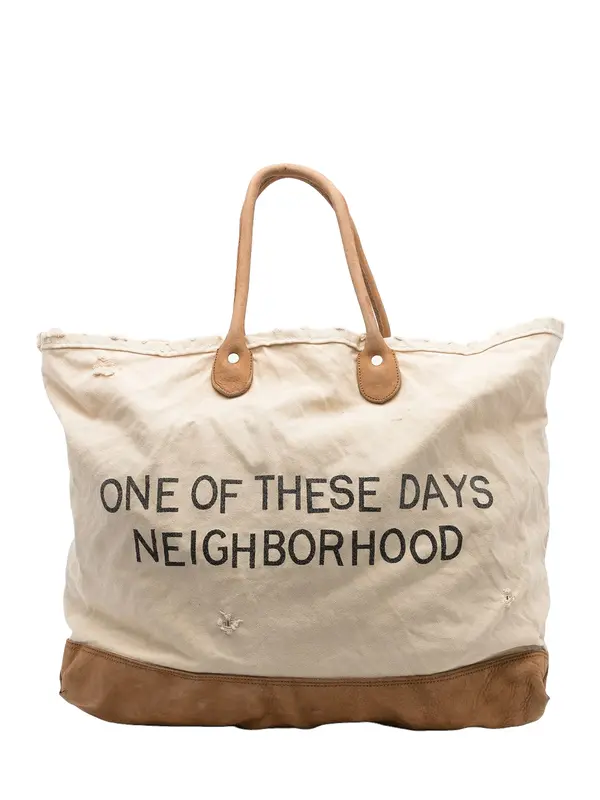 NEIGHBORHOOD Graphic-print Canvas Tote - Neutrals