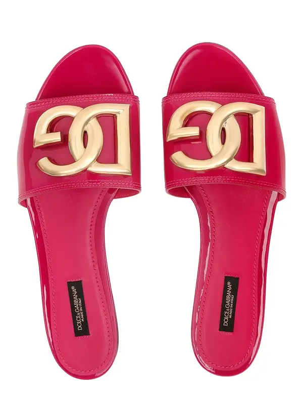 Dolce & Gabbana Dg-logo Patent Leather Sandals - Pink