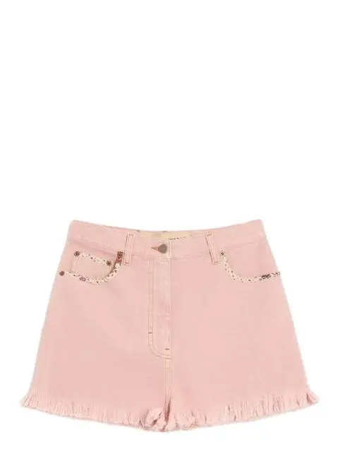 Valentino Garavani Denim Shorts With V Gold - Pink