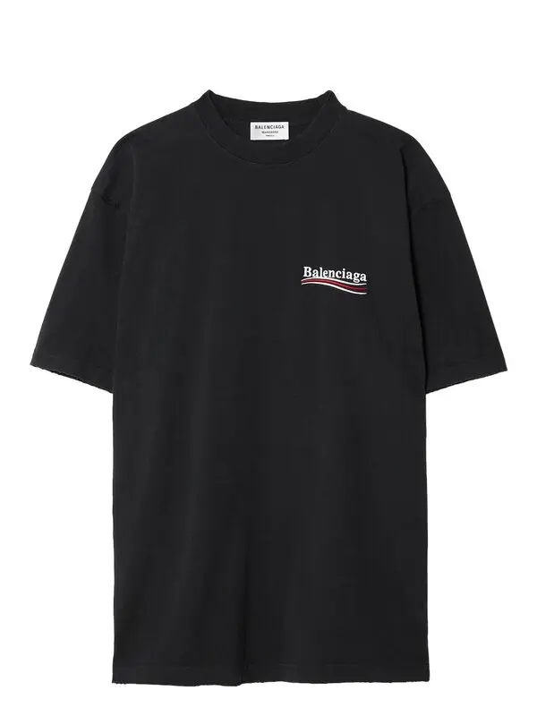 Balenciaga Oversized Embroidered T-shirt - Black