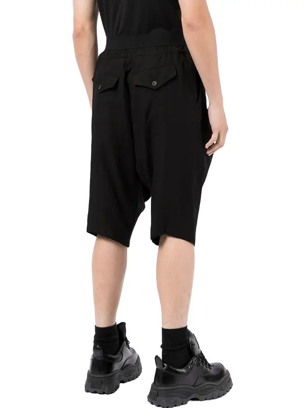 JULIUS Flap-pocket Drop-crotch Shorts - Black