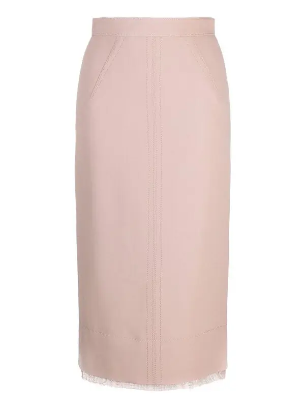 N°21 Lace-trimmed Pencil Skirt - Neutrals
