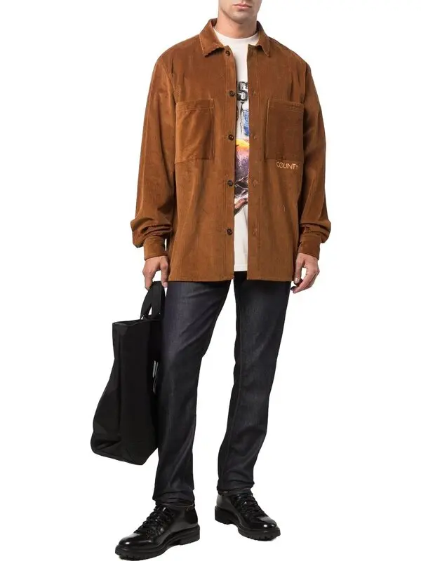 COUNTY OF MILAN Corduroy Long-sleeve Shirt - Brown