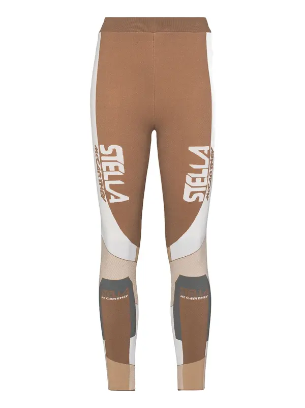 Stella McCartney Intarsia-knit Panelled Leggings - Neutrals