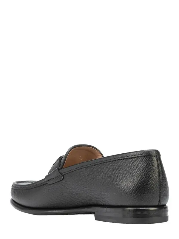FERRAGAMO Logo-engraved Leather Loafers - Black