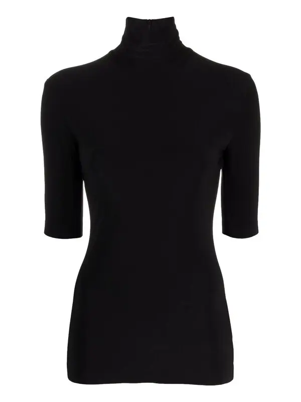 Norma Kamali Roll-neck Knitted Top - Black