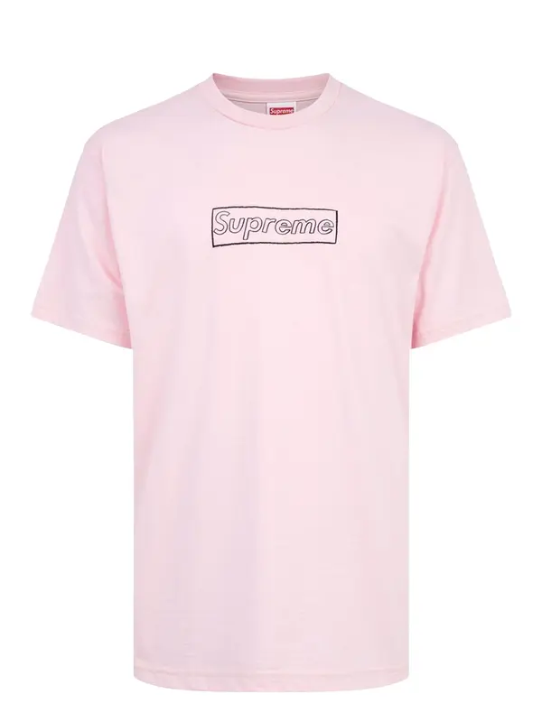 Supreme X Kaws Chalk Logo Crew Neck T-shirt - Pink