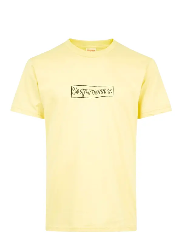 Supreme X Kaws Chalk Logo T-shirt - Yellow