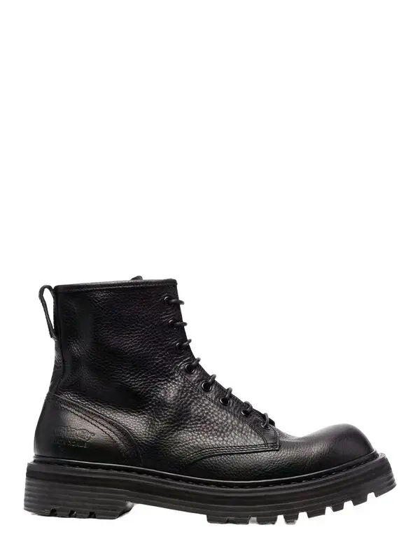 Premiata Leather Lace-up Ankle Boots - Black