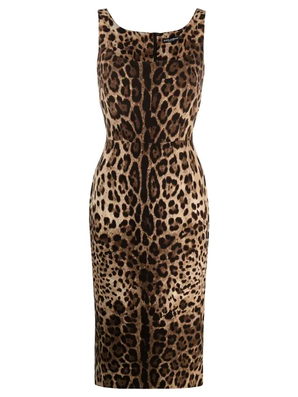 Dolce & Gabbana Leopard-print Fitted Dress - Brown