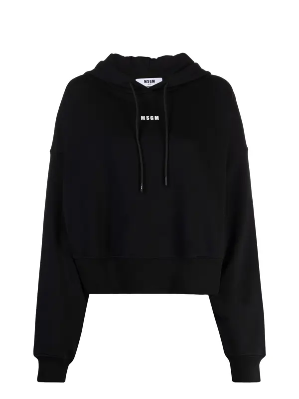 MSGM Logo-print Cotton Hoodie - Black