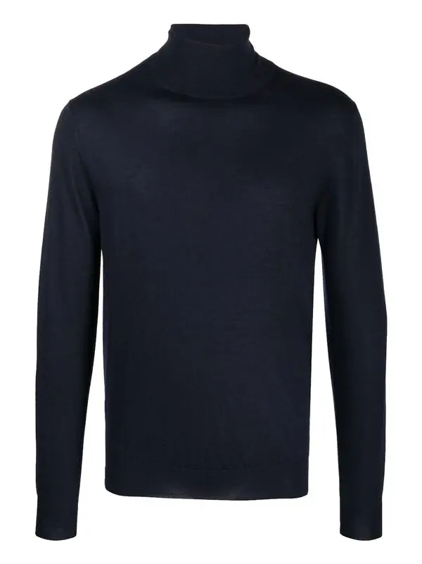 Fedeli Roll-neck Knitted Jumper - Blue