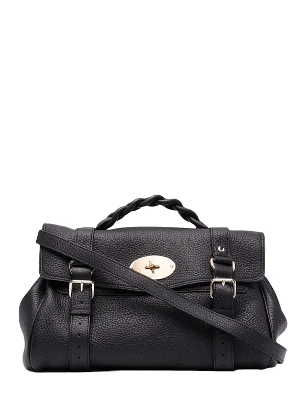 Mulberry Braided Handle Buckle Tote Bag - Black