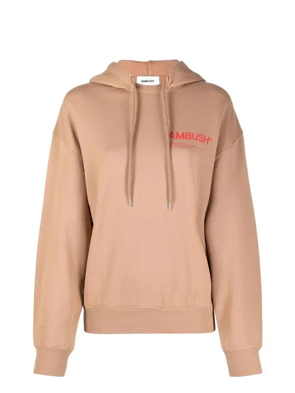 AMBUSH Logo-print Cotton Hoodie - Neutrals