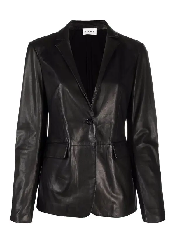 P.a.r.o.s.h Single-breasted Leather Blazer - Black