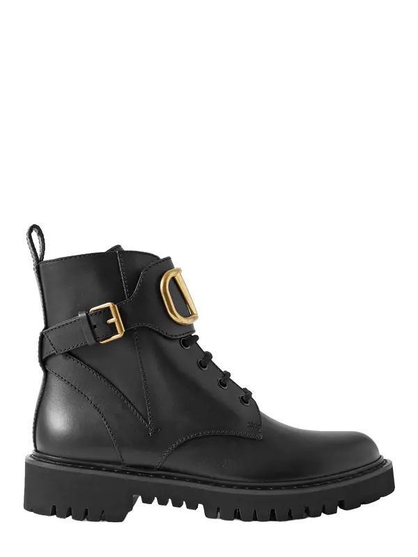 Valentino Garavani Go Logo Leather Ankle Boots - Black