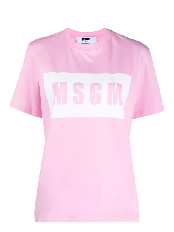 MSGM Logo-print Cotton T-shirt - Pink