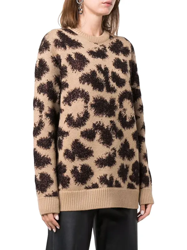 Philipp Plein Lurex Leopard Jumper - Brown