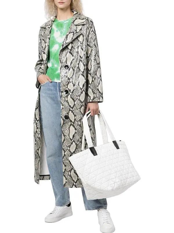 VEECOLLECTIVE Quilted Geometric Tote Bag - White
