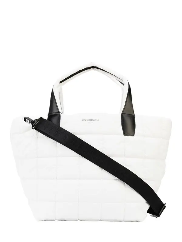 VEECOLLECTIVE Quilted Puffer Tote Bag - White