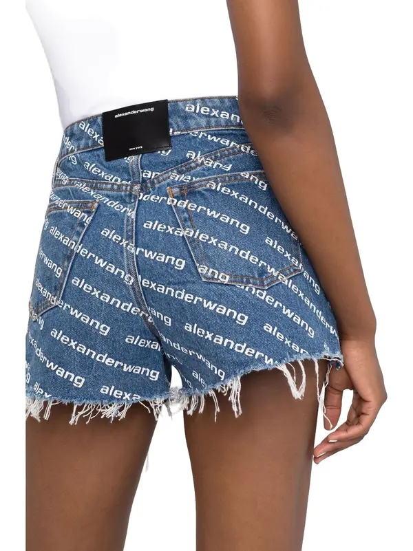 Alexander Wang Logo Denim Shorts - Blue