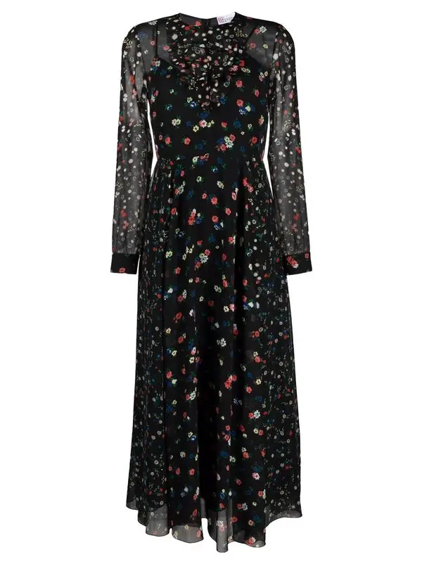 Red Valentino Floral-print Maxi Dress - Black