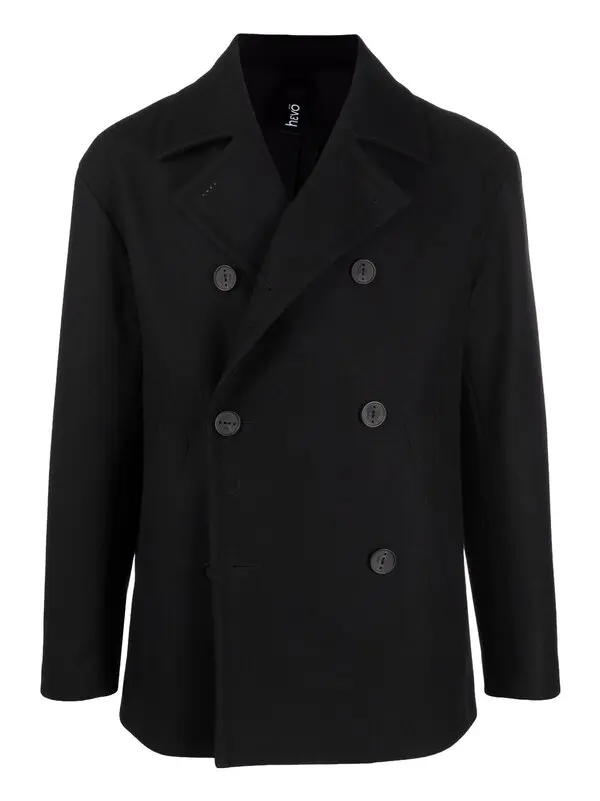 HEVO Double-breasted Short Coat - Black