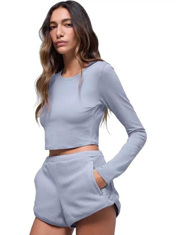 Alo Yoga Alosoft Crop Finesse Long Sleeve Top - Winter Frost