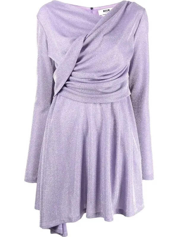 MSGM Long-sleeved Gathered Dress - Purple