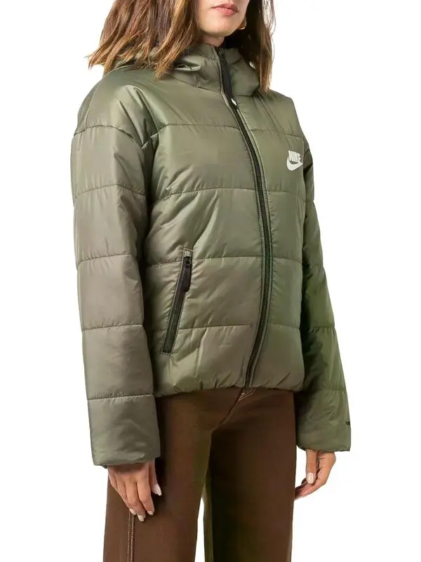 Nike Logo-print Hooded Puffer Jacket - Green