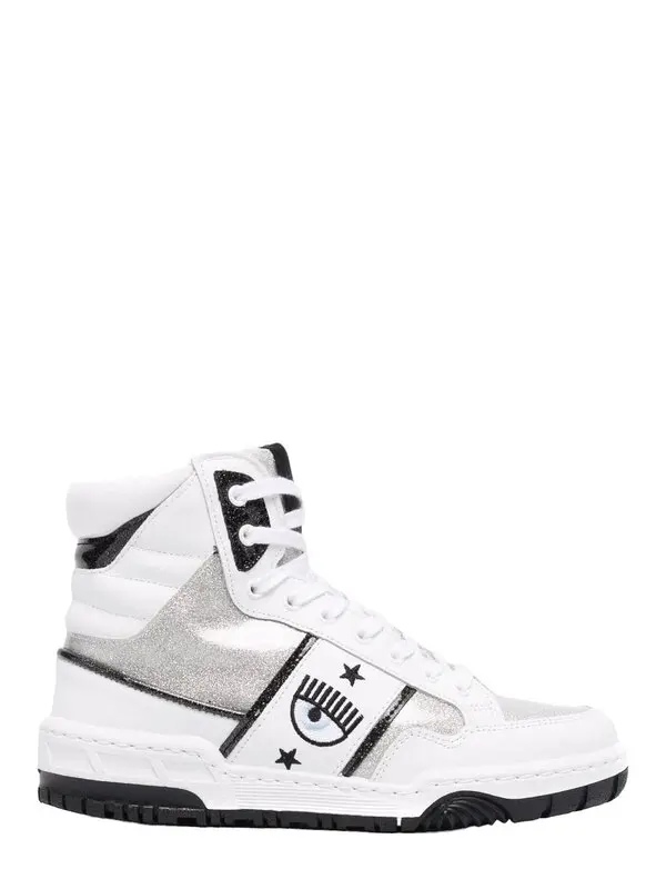 CHIARA FERRAGNI Eye-motif High-top Sneakers - White