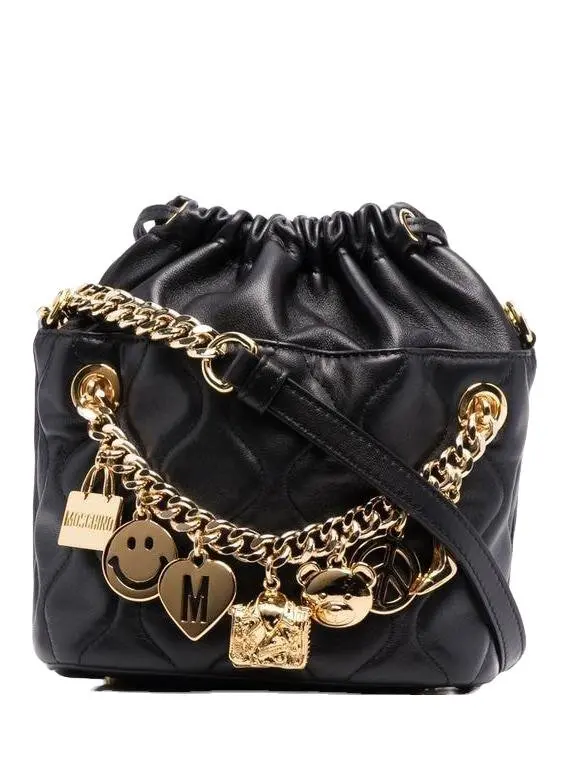 Moschino Charm-detail Bucket Bag - Black