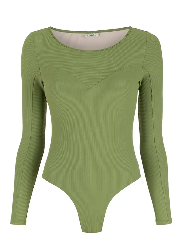 AMIR SLAMA Long Sleeve Bodysuit - Green