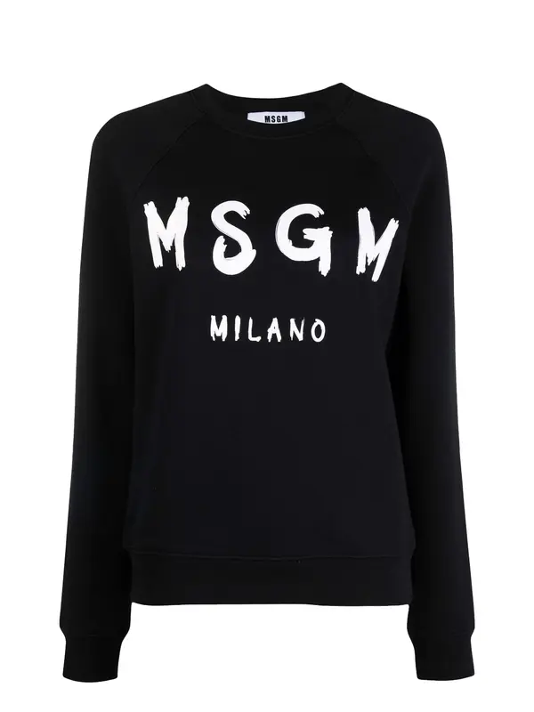 MSGM Logo-print Crew Neck Sweatshirt - Black