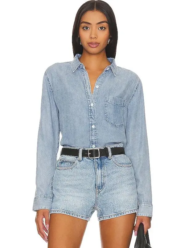 Rails Ingrid Top In Denim-light - Med Vintage Cloud Wash