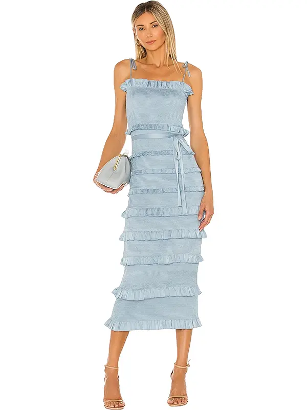 V. CHAPMAN Lily Midi Dress - Cashmere Blue