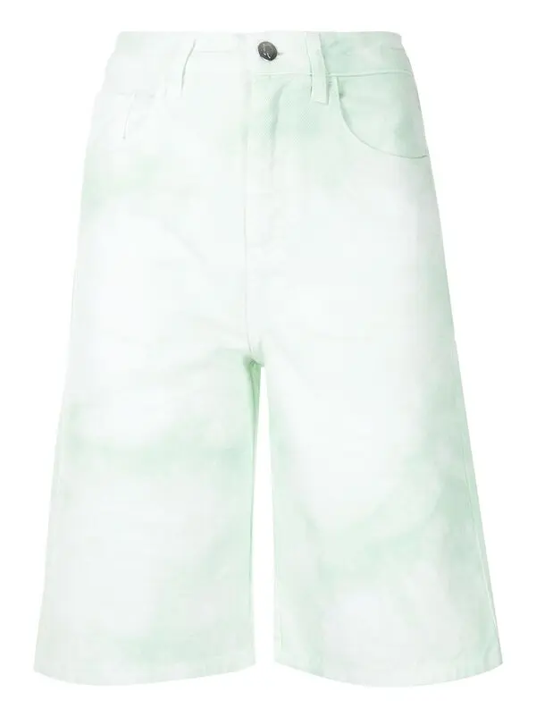 IRENEISGOOD High-waisted Tie-dye Denim Shorts - Green