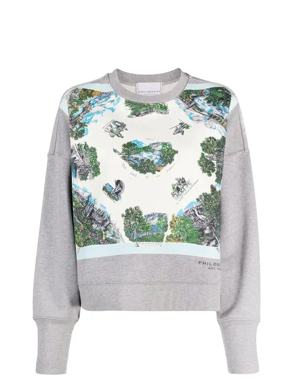 Philosophy Di Lorenzo Serafini Illustration-print Cotton Sweatshirt - Grey