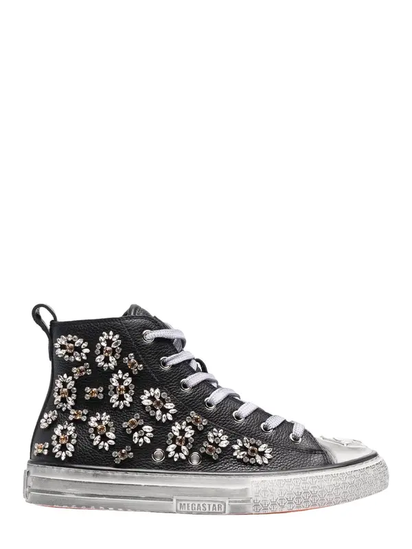 Philipp Plein Megastar Crystal-embellished High-top Sneakers - Black