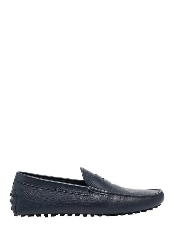 TOD'S Almond-toe Pebbled-texture Loafers - Blue