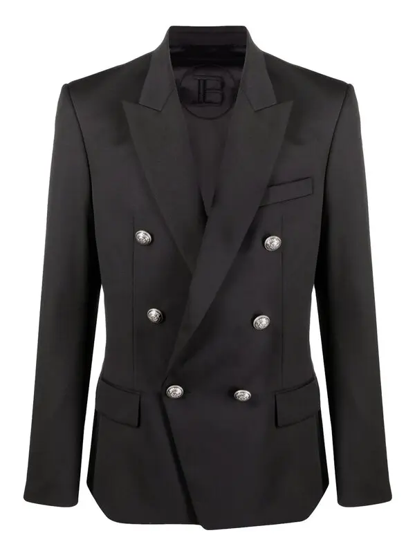 Balmain Double-breasted Wool Blazer - Black