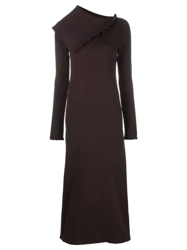 JIL SANDER Asymmetric Collar Maxi Dress - Brown