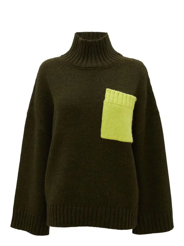 JW Anderson Patch-pocket Roll-neck Jumper - Green
