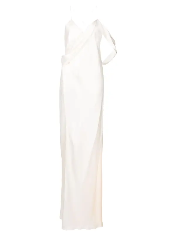 Michelle Mason Silk Wrap Gown - White